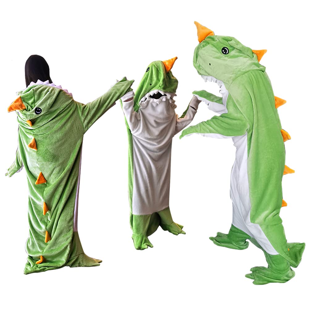 SunBritly Wearable Dinosaur Blanket Hoodie Animal Sleeping Bags for Kids Adult Soft Cozy Dinosaur Gifts(M fit for Height 4'3"-5'3",Cosplay Dinosaur)