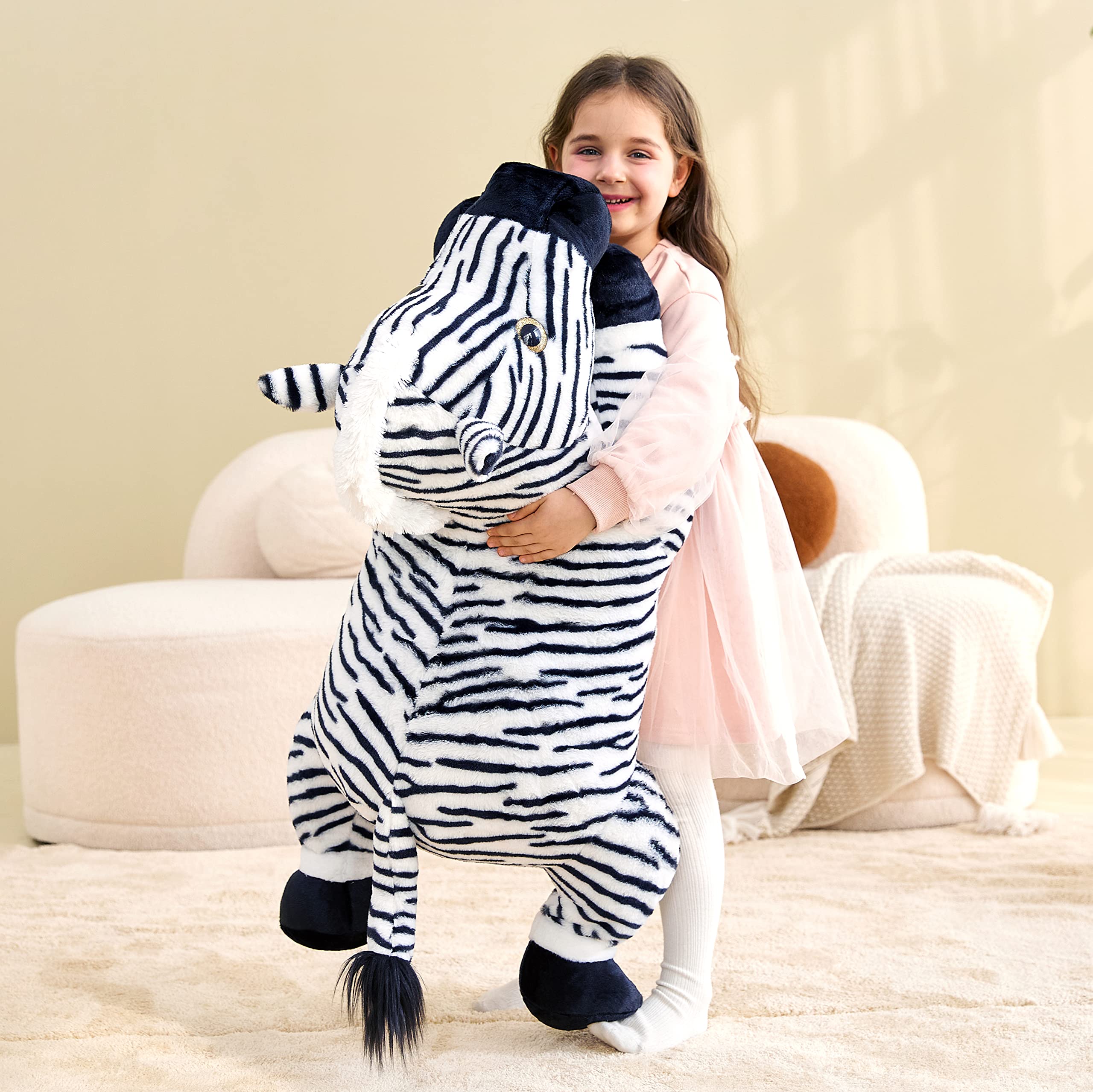 IKASA Large Zebra Stuffed Animal Plush Toy,30" Giant Zebra Cute Jumbo Soft Toys,Huge Big Size Plushy Fluffy Fat Oversized Plushie,Gifts for Kids