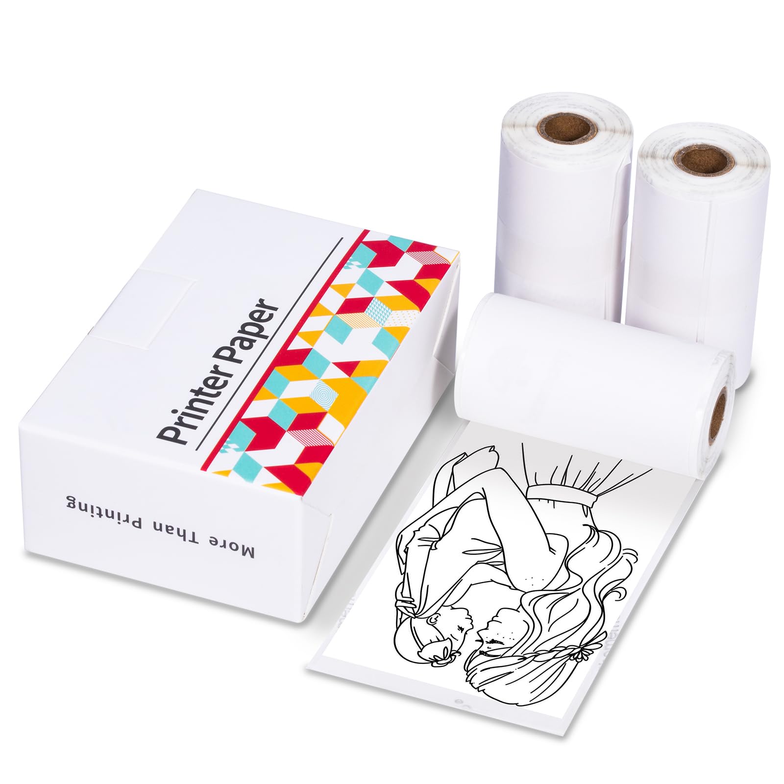 Ponek Mini Pocket Sticker Printer-Bluetooth Pocket Thermal Printer-Portable Smart Photo Printer for iPhone, White Self-Adhesive Paper Compatible with T02/M02X/M02XS for Journal, Photo, Memo