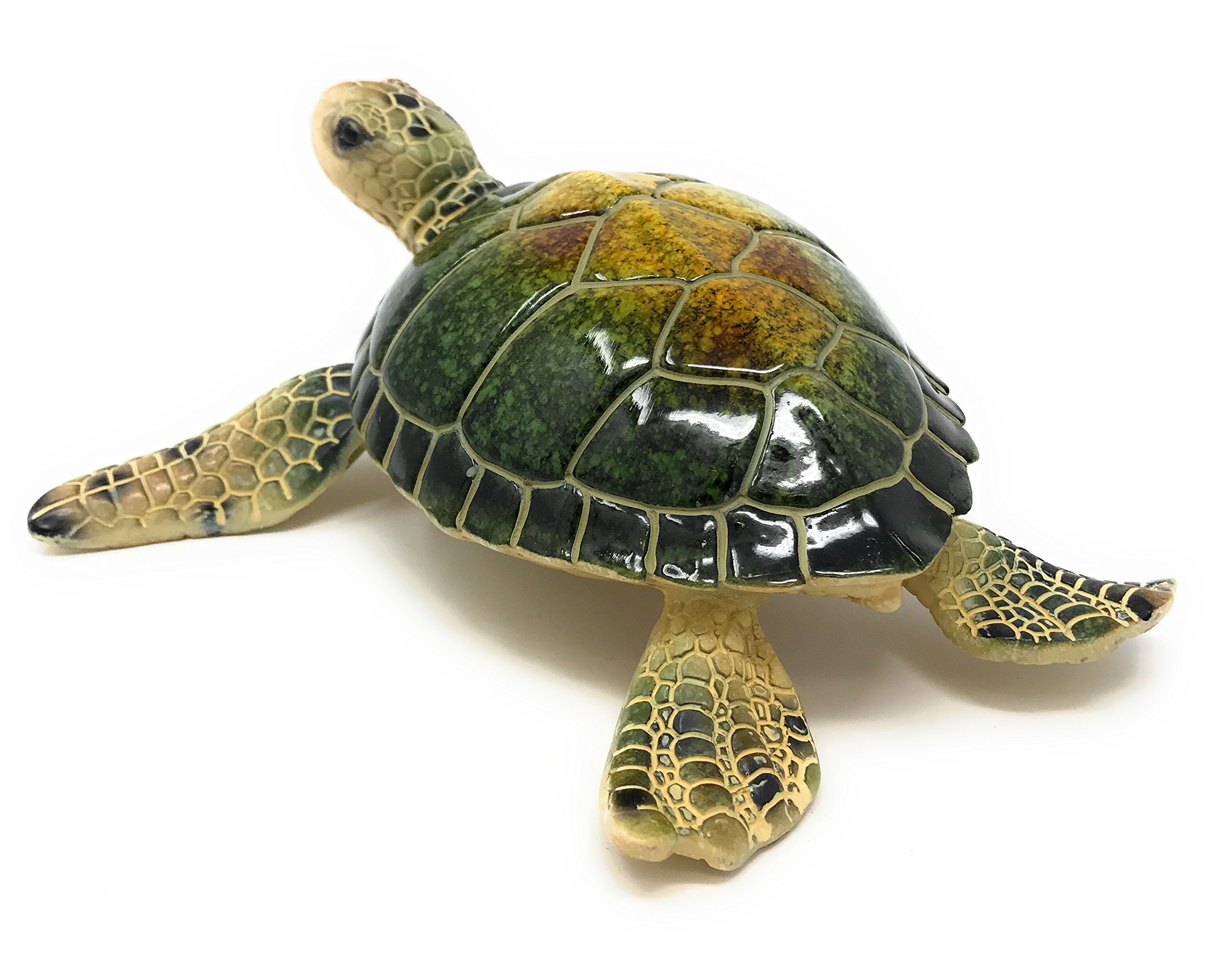 Green Tree Products Sea Turtle Resin Figurine, Indoor Outdoor Decor, 6.25 Inches Wide