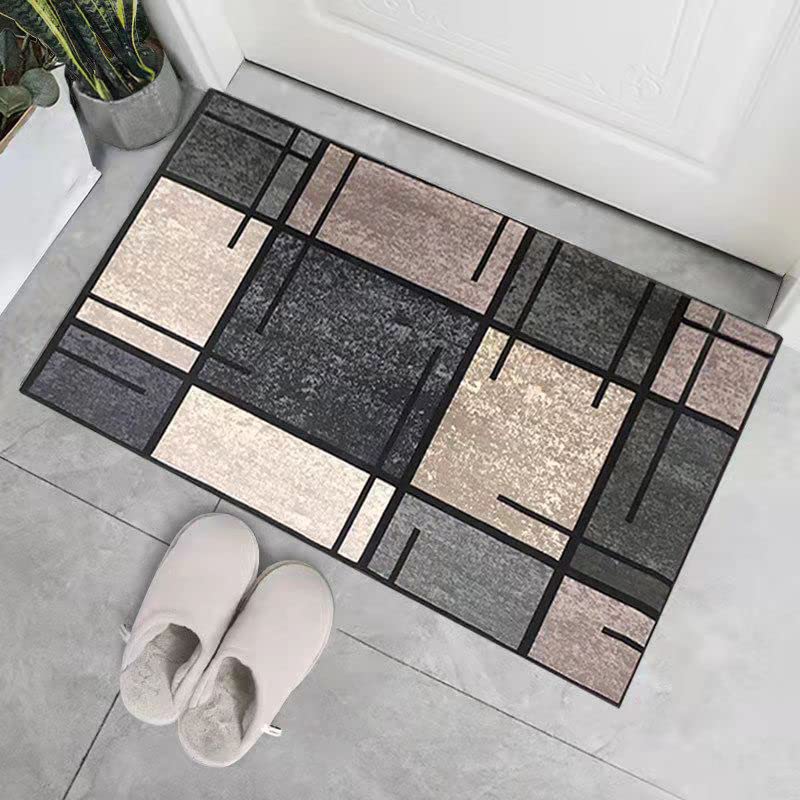 Grey Geometric Checkered Area Rug,Indoor Outdoor Rug，Low lint and Easy Care，Foldable Comfort Casual Living Room Bedroom Area 2x3ft