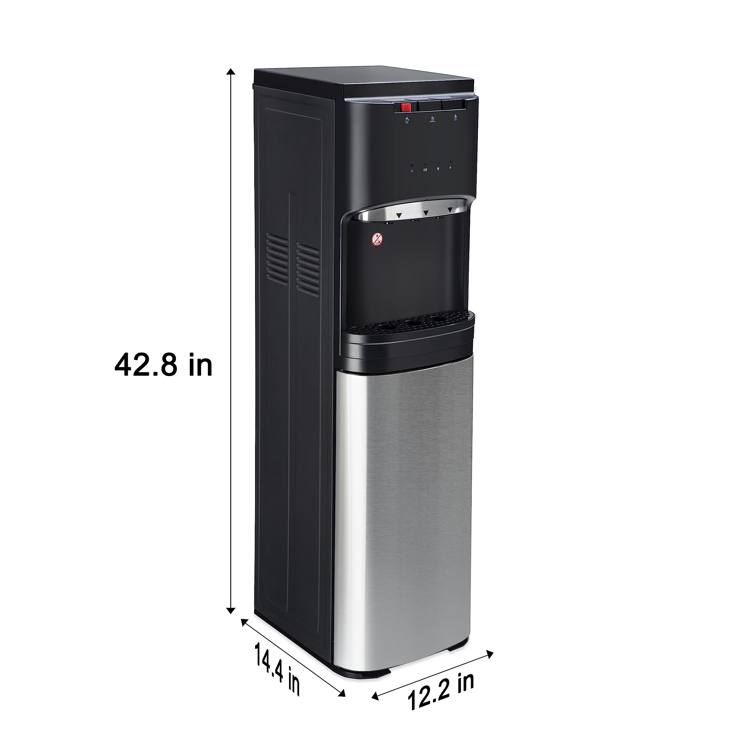 Euhomy Self Cleaning Bottom Loading Water Cooler Dispenser, with UV Lights Stainless Steel Water Cooler for Home, Office, Living Room, 3 Or 5 Gallon Bottle,Black