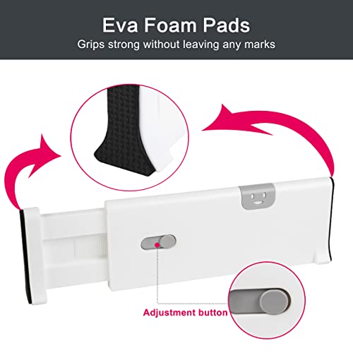 Drawer Dividers Organizers 4 Pack, Expandable from Length 14.9-21.3'', Adjustable 4" High, Deep Dresser Drawer Organizer, Plastic Drawer Separators for Clothing, Kitchen Utensils and Office Storage