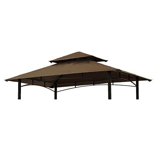 Grill Gazebo Replacement Canopy Roof β Hugline 5x8 Outdoor Grill Shelter Canopy Top Double Tiered BBQ Tent Cover Fit for Model L-GG001PST-F (Brown)