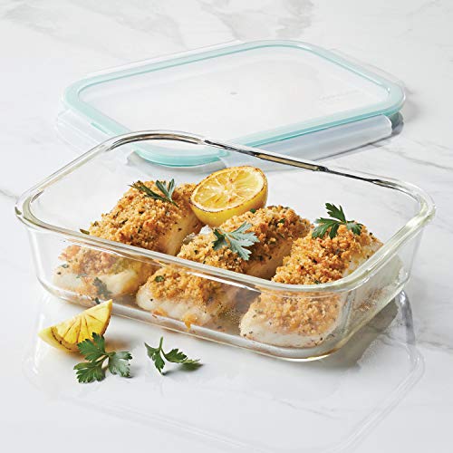 LocknLock Purely Better Glass Food Storage Container with Lid, Rectangle-51 oz, Clear