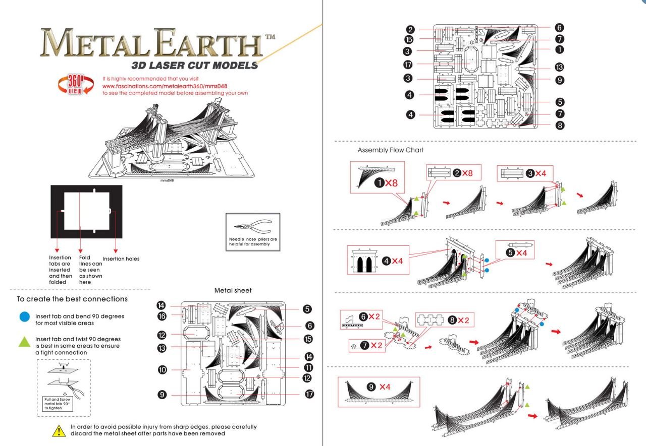 Fascinations Metal Earth Brooklyn Bridge 3D Metal Model Kit