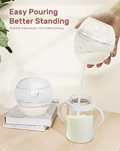 Grownsy Manual Breast Pump, Silicone Milk Collector Shells for Breastmilk, Wearable Breast Milk Catcher for Breastfeeding, Kick-Proof with Sealed Flange, Breastfeeding Essentials for Nursing Newborns
