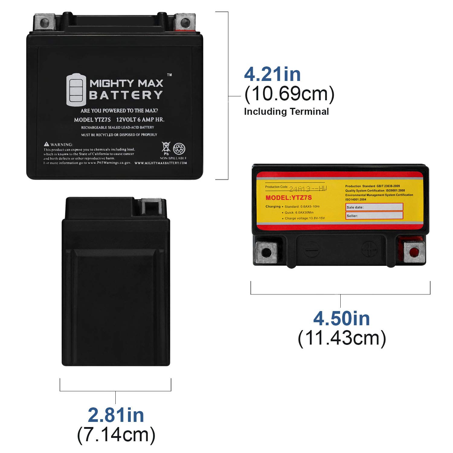 Mighty Max Battery YTZ7S 12V 6AH Replaces Kawasaki KLX450R Husqvarna All Models 04-12