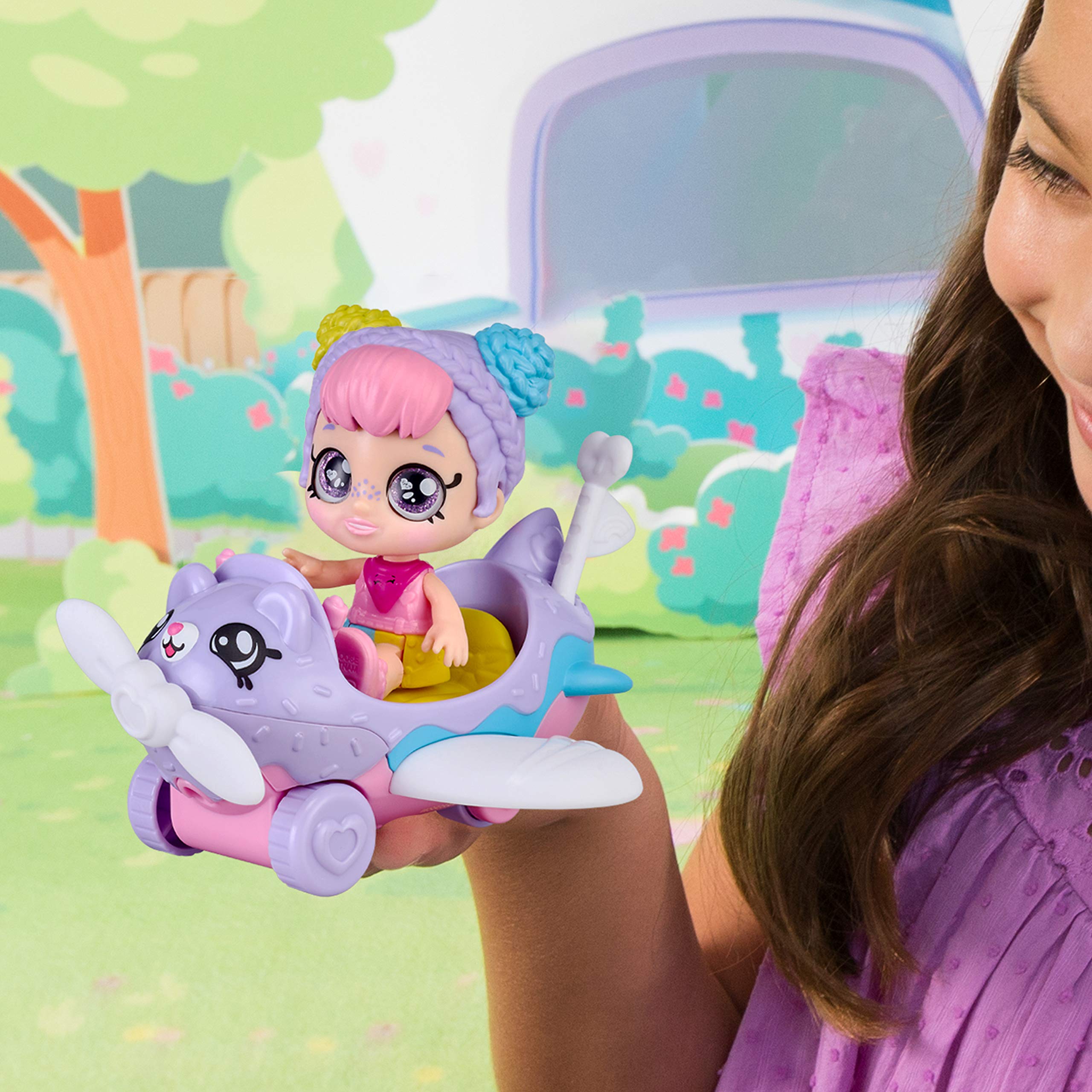 Kindi Kids Minis - Rainbow Kate's Airplane - Collectible Vehicle and Posable Bobble Head Figurine 2pc