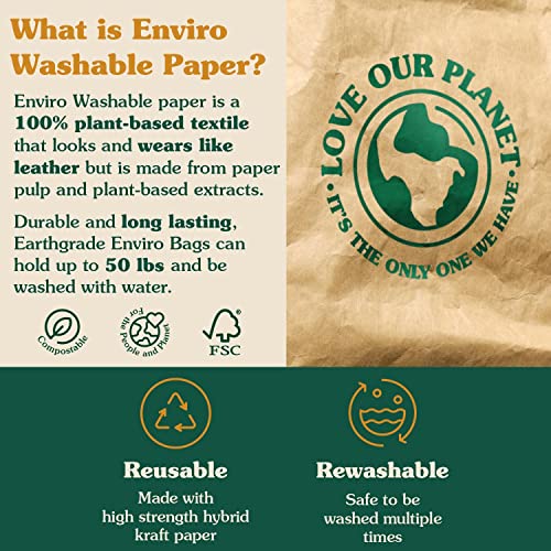 EARTHGRADE Reusable Grocery Shopping Bag β Sustainable & Eco Friendly Washable Paper Totes with Cotton Canvas Handles & Durable Seams