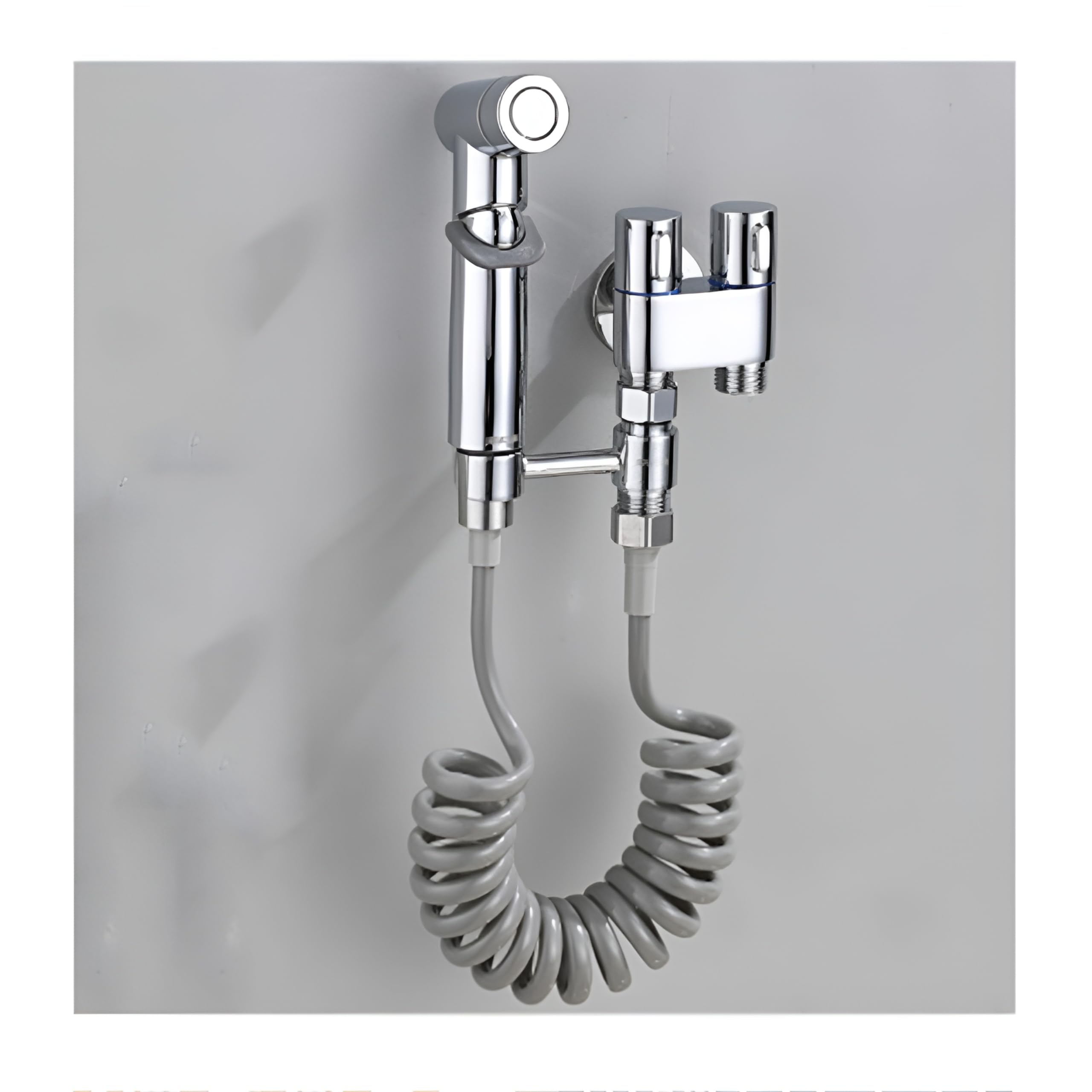 Brass Bidet Sprayer for Toilet with Hose,Multifunctional Handheld Bidet Sprayer for Toilet,Wall Mounting Cloth Diaper Sprayer Set,Silver