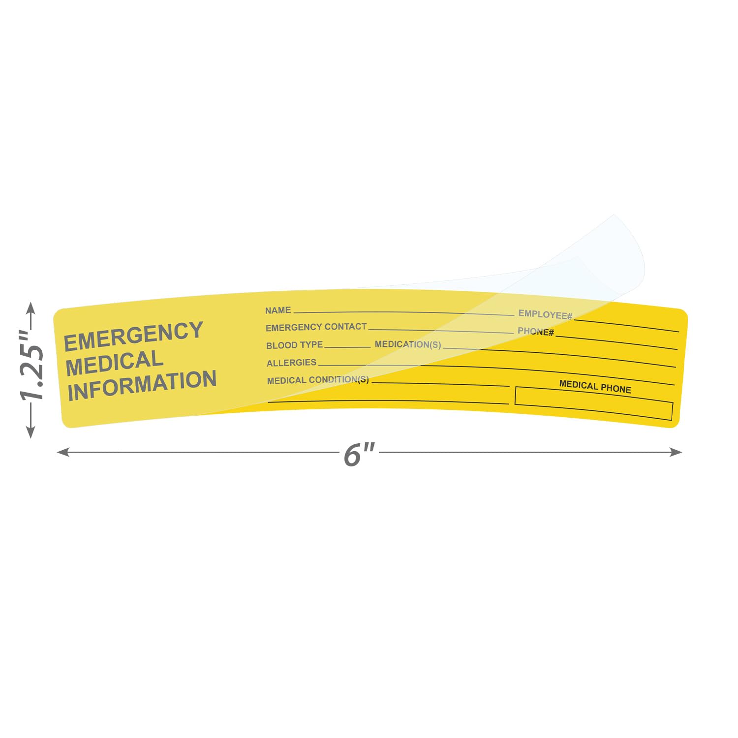 SmartSign Emergency Medical Information Hard Hat Label | 1.25" x 6" Self-Laminating, Pack of 5