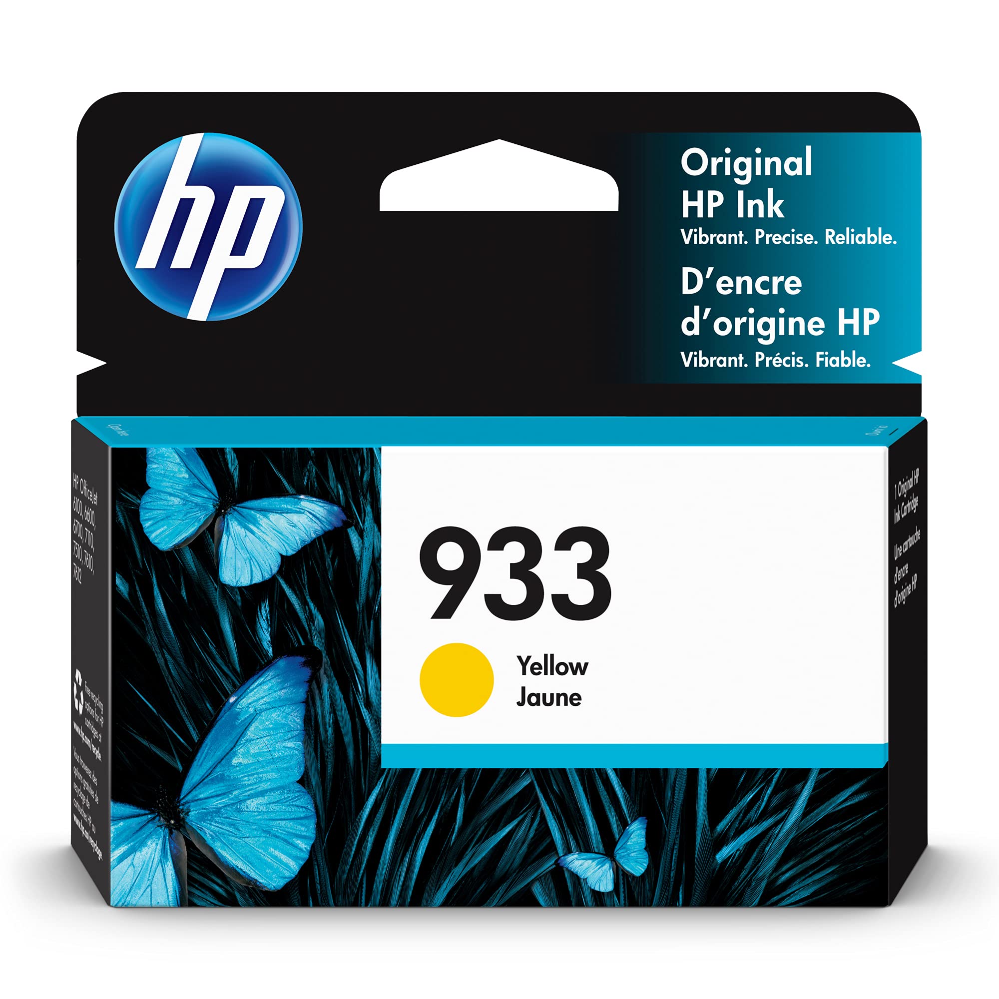 HP 933 Yellow Ink Cartridge | Works with HP OfficeJet 6100, 6600, 6700, 7110, 7510, 7610 Series | CN060AN