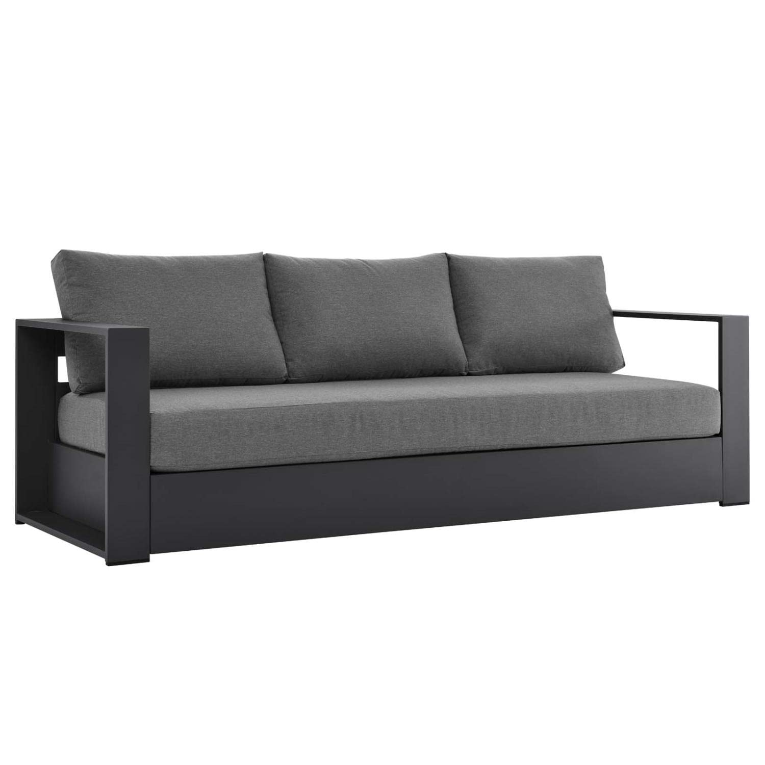 Modway Tahoe 4-Piece Fabric/Powder-Coated Aluminum Outdoor Set in Charcoal/Gray