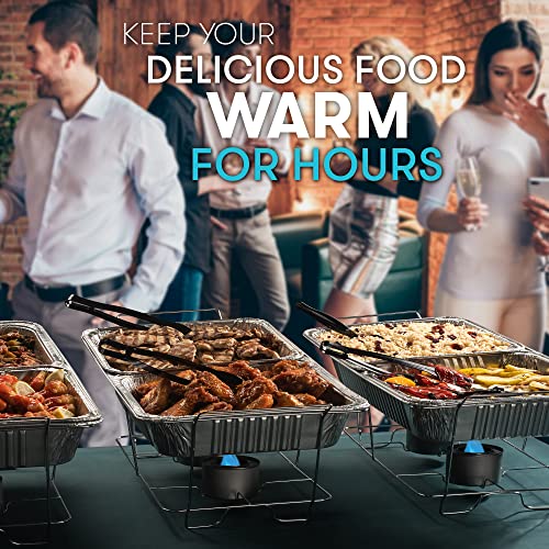 Disposable Chafing Dish Buffet Set Food Warming Trays - Buffet Set Trays Food Warmers for Parties & Events - Replacement Chafing Dishes for Catering (3 Wire Racks)