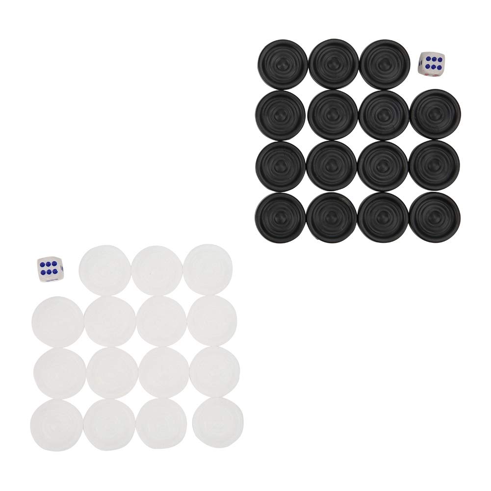 Wooden Backgammon Pieces, 22mm Plastic Black White Backgammon Checkers Pieces Set Solid Wood Checkers Set Staunton Chess