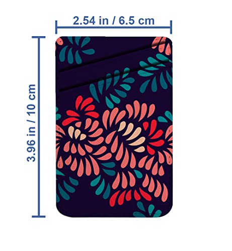 Diascia Pack of 2 - Cellphone Stick on Leather Cardholder ( Pastel Colored Stylized Peony Flowers Pattern Pattern ) ID Credit Card Pouch Wallet Pocket Sleeve