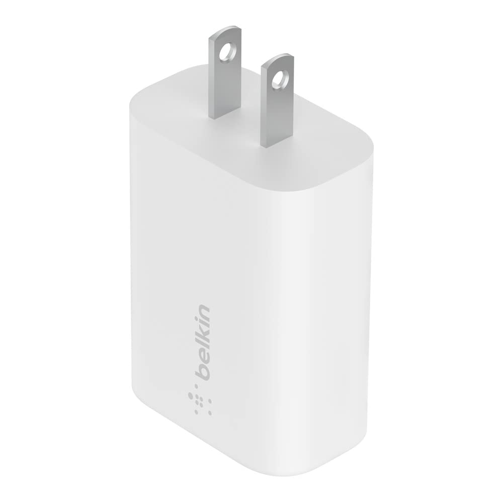 Belkin 25W USB-C Wall Charger and Braided USB-C to USB-C Charging Cable Bundle for iPhone 15 Series, iPad Pro, Galaxy S23 Series
