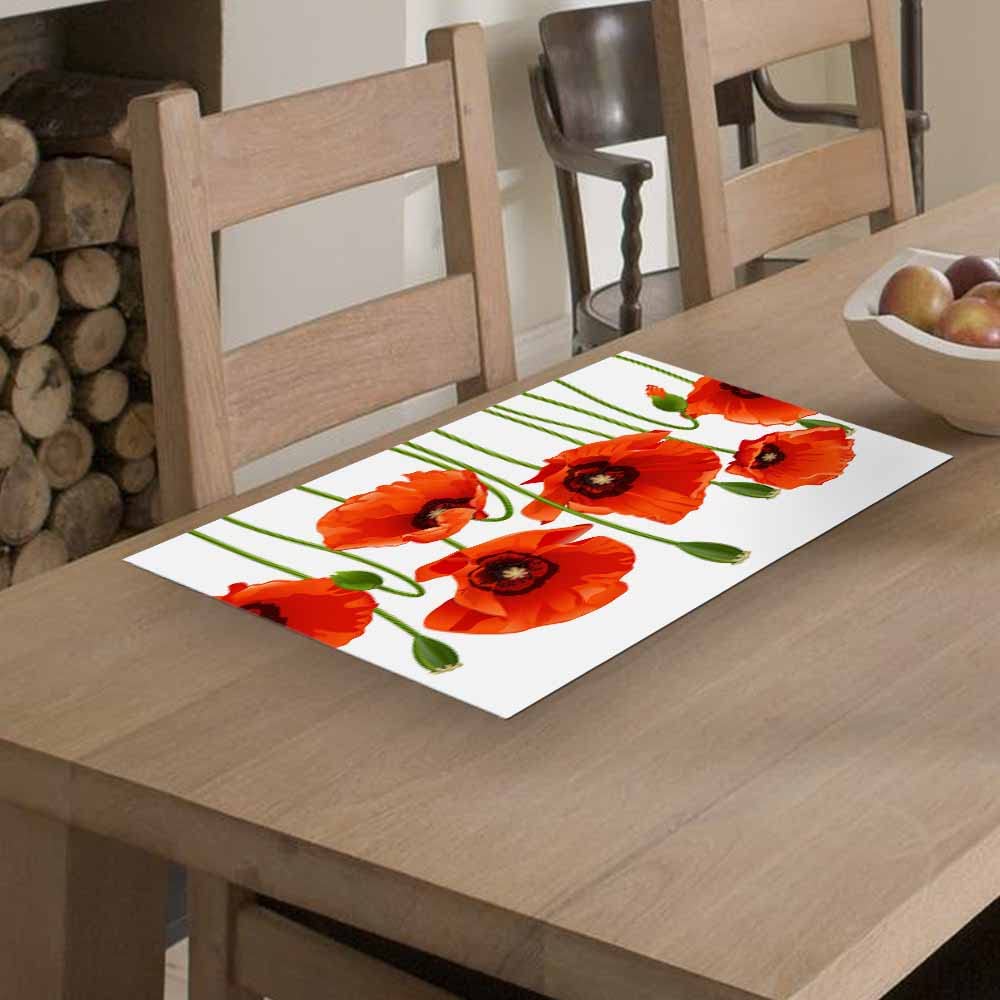 Beabes Poppies Dish Drying Mat,Art Poppies Spring Season Pastoral Flowers Bouquet Nature Drying Mat for Kitchen Counter 18x24 Inches Quick Drying Foldable Mat