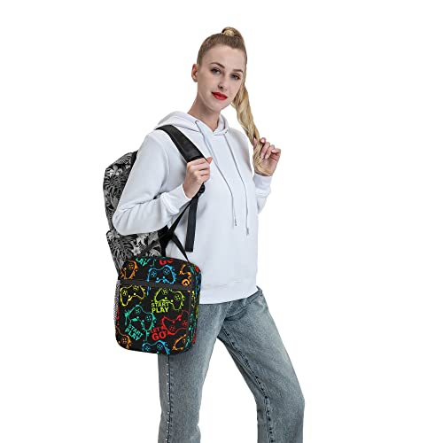 FUABJPOI Video Game Controller Insulated Lunch Bag - Reusable Lunch Box - Portable Lunch Tote For Women Men And Kids