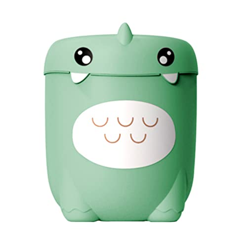 FOMIYES Plastic Garbage Can Dinosaur Trash Can Cartoon Garbage Bin Waterproof Wastebasket Garbage Waste Basket with Pressure Ring for Home Kitchen Bathroom Light Green