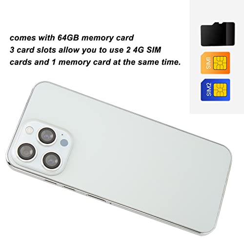 Cell Phone, 6.53 Inch Full Screen Mobile Phone 100β240V Dual SIM Dual Standby RAM 8GB ROM 64GB for Android 12 for Study (US Plug)