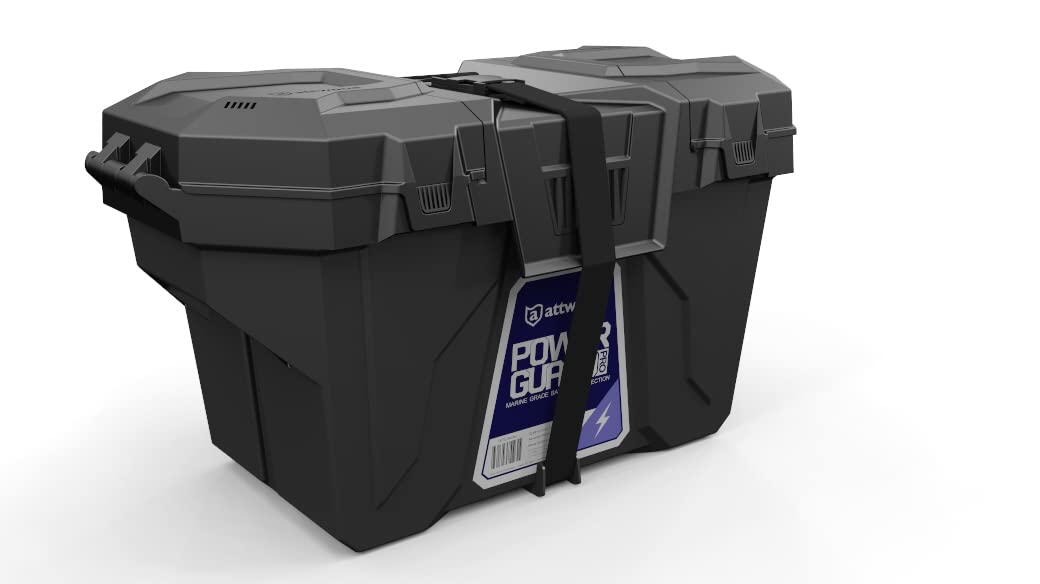 Attwood PowerGuard Pro β Marine Grade Weather Resistant Battery Box Designed for Marine, RV, Camping, Solar and More β 24/27 Series Batteries, 9070-7,Black