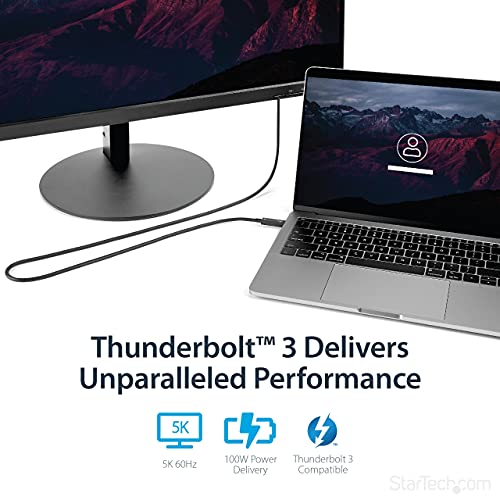 StarTech.com Thunderbolt 3 Cable - 6 ft / 2m - 4K 60Hz - 40Gbps - USB C to USB C Cable - Thunderbolt 3 USB Type C Charger (TBLT3MM2MA)