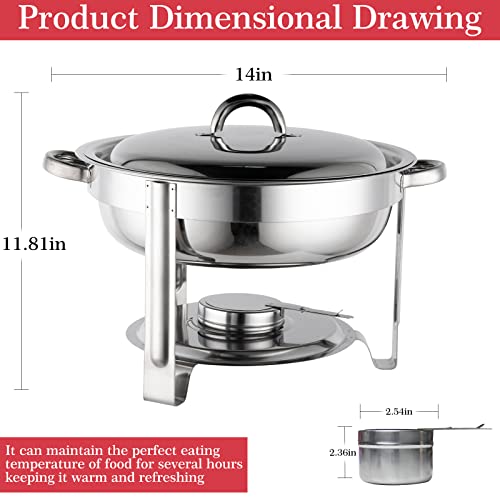 FXTNKYY Chafing Dish,Round Chafing Dish Buffet Set,Stainless Steel Chafers and Buffet Warmers Set,3.5QT Chafing Dishes with Lid & Holder,Food Warmers for Parties Buffet/Home Party (4 Pack)