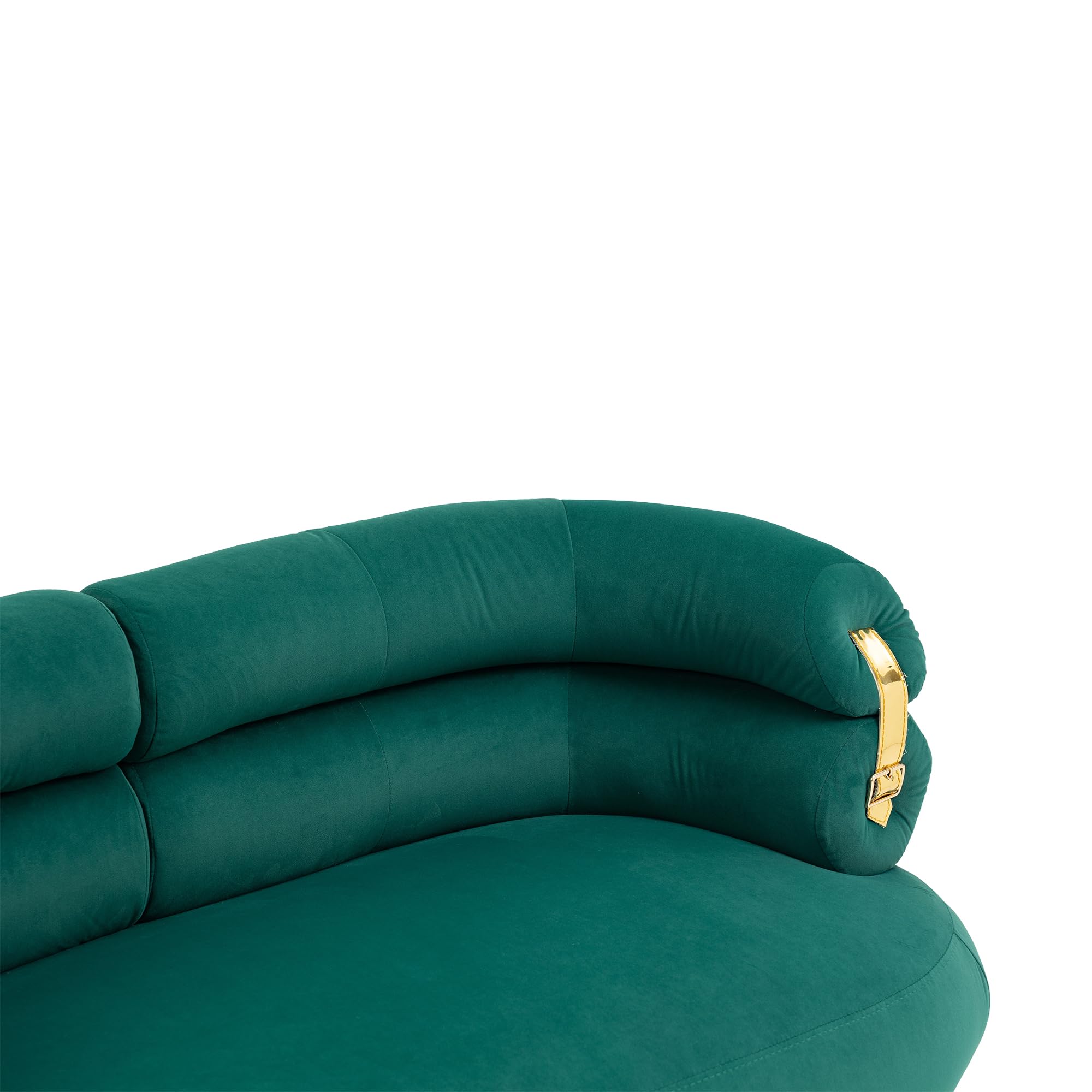 Velvet Small Loveseat Sofa, Upholstered Mini Couch with Curved Backrest, Modern 2-Seat Sofa with Gold Metal Legs, Comfy Love Seat for Living Room, Bedroom, Dorm, and Apart(Green)