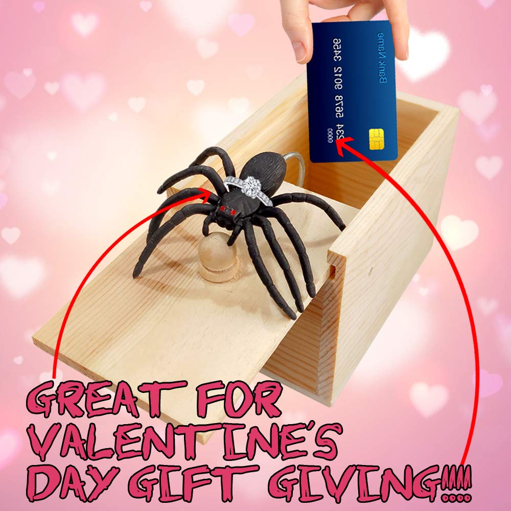 GIIOASA Rubber Spider Prank Surprise Box,Handcrafted Wooden Surprise Box, Fun Practical Surprise Joke Boxes,SpiderBox-Single