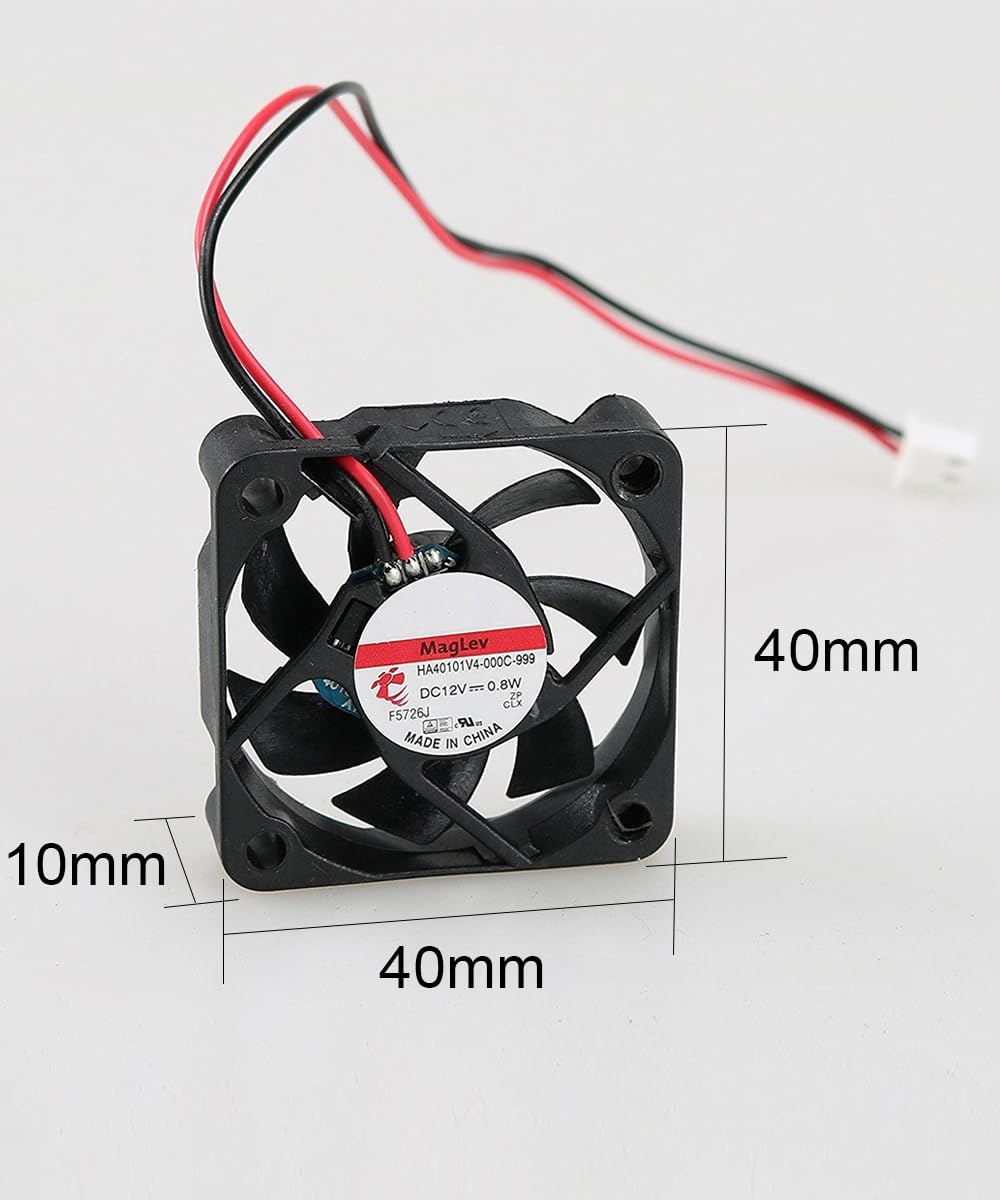 TwinkleBay 40x10mm Fan, Replacement for MagLev HA40101V4-000C-C99 4010 Cooling Fan, 2Pins 2Wires 40x40x10mm(12V, 0.8W)