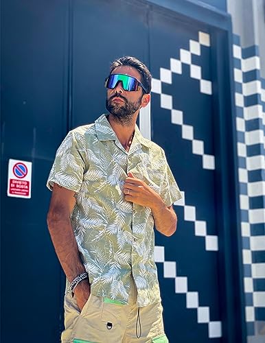 COOFANDY Men Hawaiian Floral Shirts Loose Fit Tropical Holiday Linen Beach Shirts