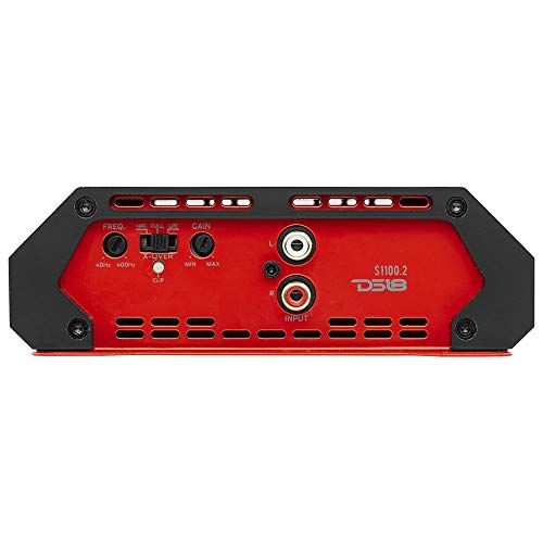 DS18 S-1100.2/RD Car Audio Amplifier β Full-Range, Class Ab, 2 Channel Amplifier, 1100 Watts (Red)