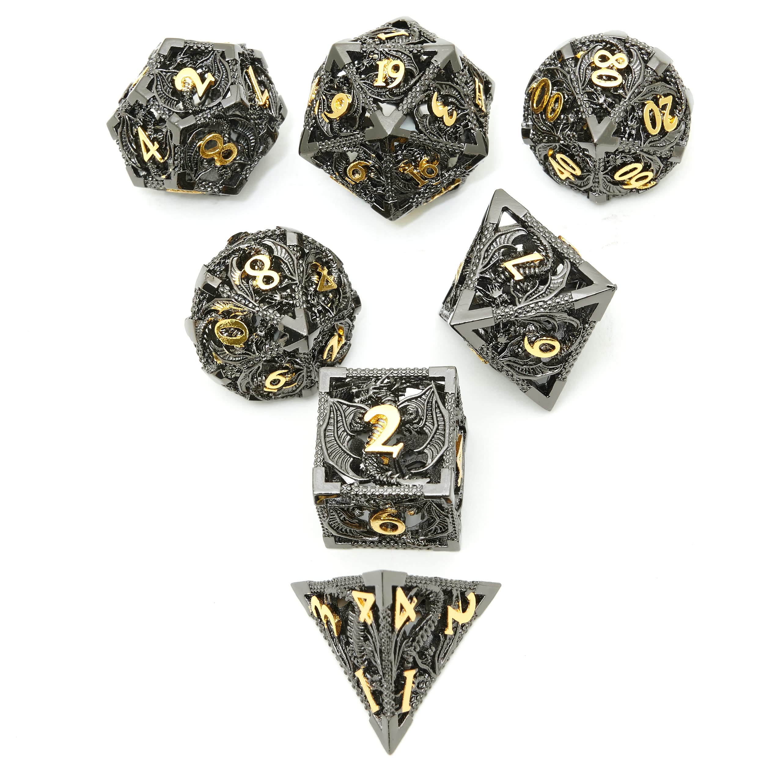 DND Dice Set Metal Dice Dungeons and Dragons Dice Gift Polyhedral Dice Set D&D Role Playing Dice D20 Hollow Polyhedral Dice Set for Dungeons and Dragons RPG MTG Table Games