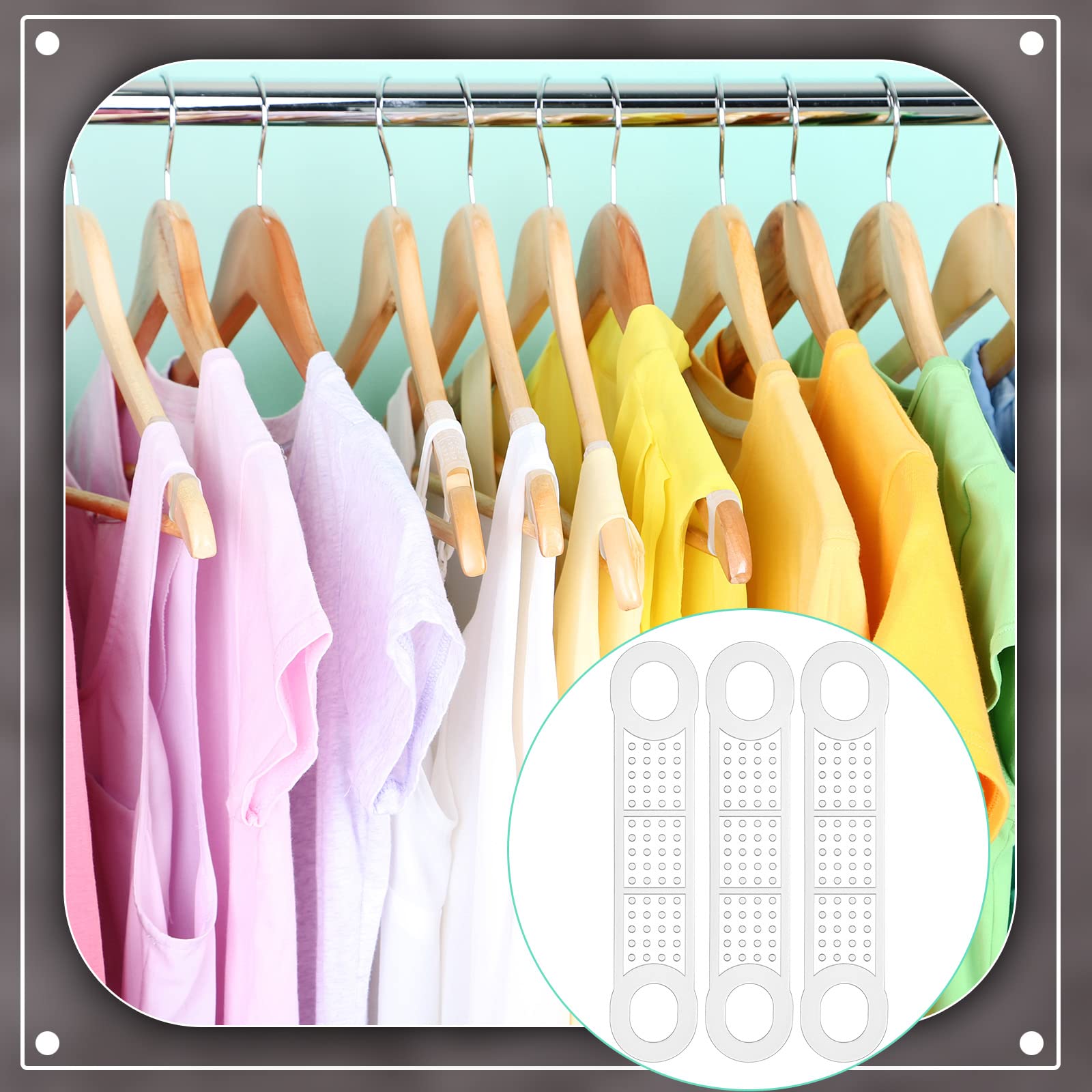 Non Slip Rubber Clothes Hanger Grips Clear Silicone Clothing Hanger Strips Clothes Hanging Accessories for Wood Hangers Plastic Hangers Home Stores Use (200 Pcs)