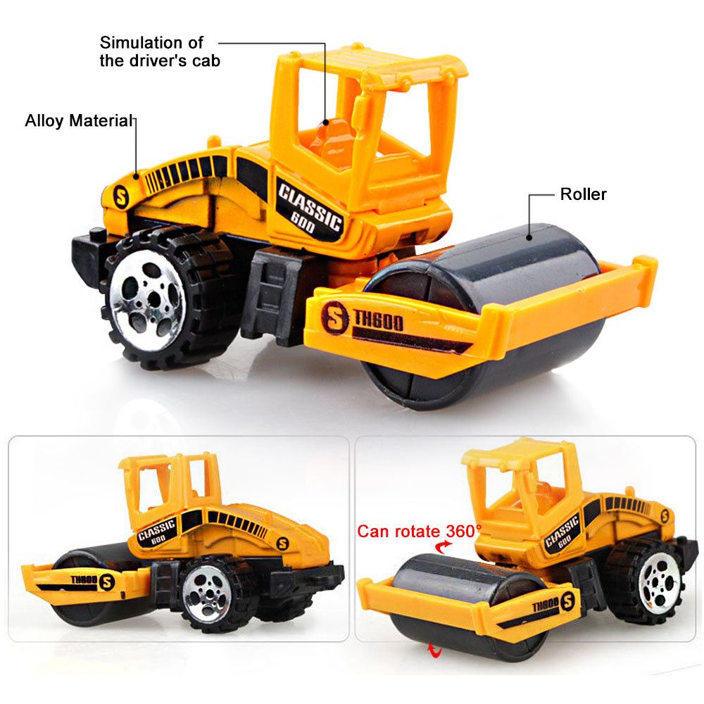 Gimilife Play Vehicles, 6 Set Toy Construction Vehicles, Assorted Trucks Mini Car Toy, Friction Powered Push & Play Engineering Vehicles for Age 3 Years and Up Boys and Girls as Gift