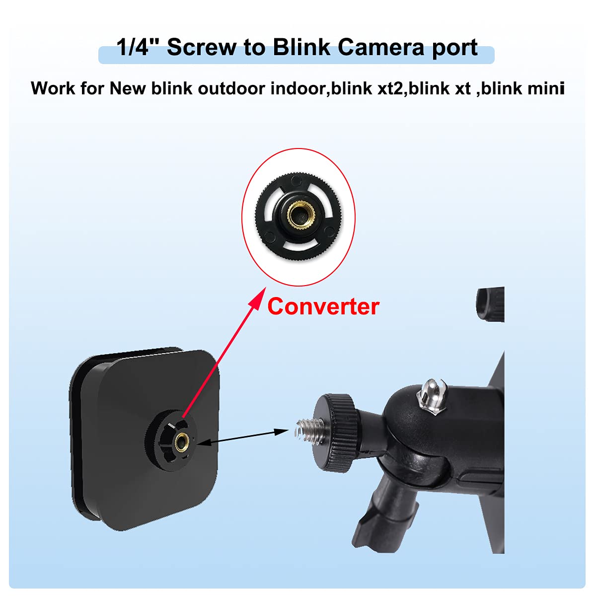 MANWU Mount Bracket Adapter Converter Connector for All-New Blink Outdoor Indoor XT2/XT Security Camera,Attachment That Holds Blink Camera to 1/4" Universal Mount (5 Pack Black)…
