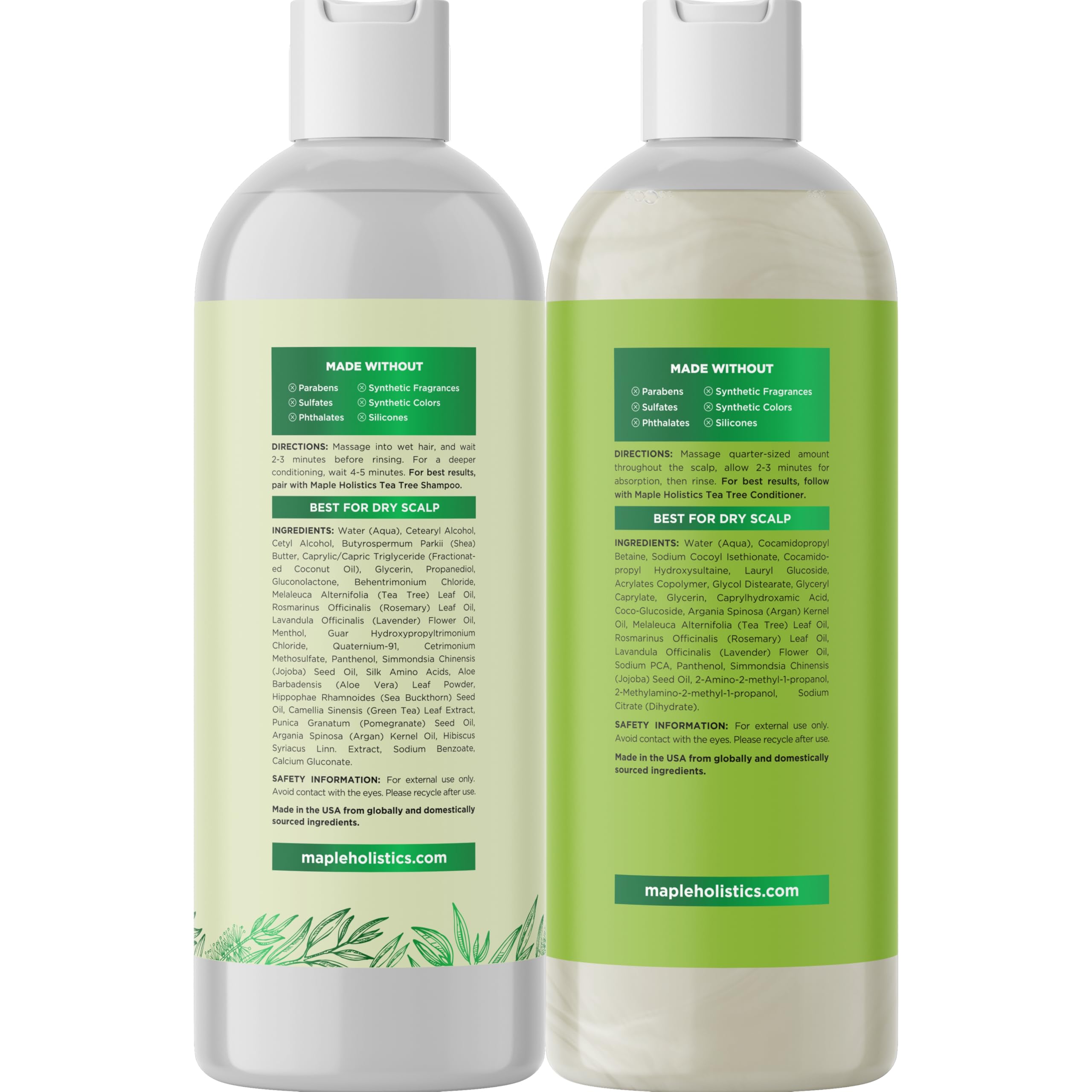 Tea Tree Shampoo and Conditioner Set - Sulfate Free Clarifying Shampoo and Conditioner for Oily Hair & Scalp Care with Australian Tea Tree Oil - Complete Dry Scalp Treatment for Build Up (8 Fl Oz)