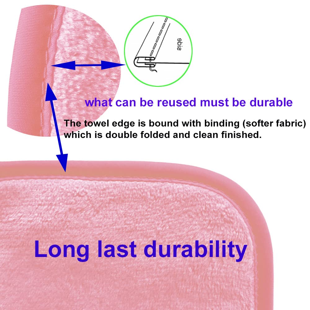 ππ±ππ«π ππ‘π’ππ€ Reusable Makeup Remover Face Cloth (10 pack), Makeup Removal Cleansing Cloth Eye Makeup Remover Cloths Gift Box Packaging for Women 5" X 5" -Pink