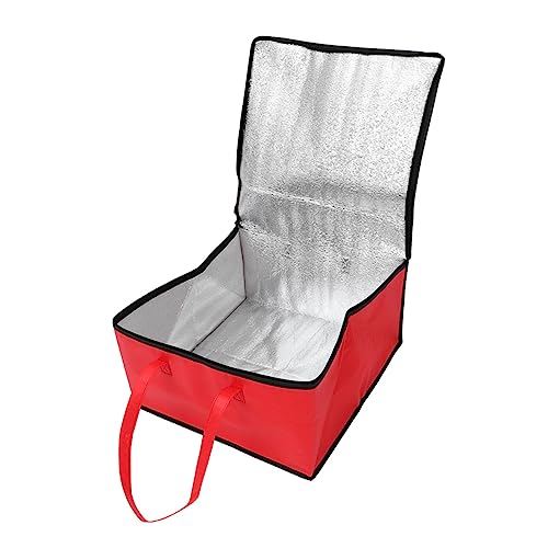 FELTECHELECTR Insulation Bags Foldable Tote Bag Shopping Tote Bag Large Tote Bags Lunch Insulation Coolers Keep Warm Groceries Bag Pizza Carry Bag Non-woven Fabric Red Insulated Food Carrier Bag