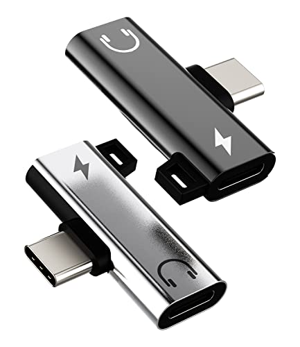 Dual USB-C Headphone Adapter(2Pack) 2in1 Charger Aux Audio Splitter Cable Dac Type C Jack Charging Dongle Cord Compatible for Samsung Galaxy S23 S22 LG Google Apple IPhone15 Pro Max Plus ipad Pro Air