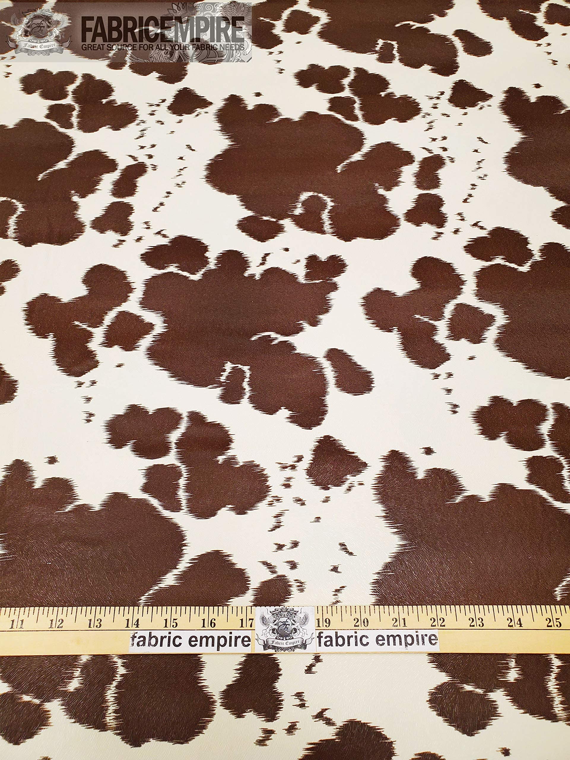 Vinyl Upholstery Embossed Texture Fabric Cow Fake Leather / 54" Wide/Sold by The Yard (Brown on Cream)