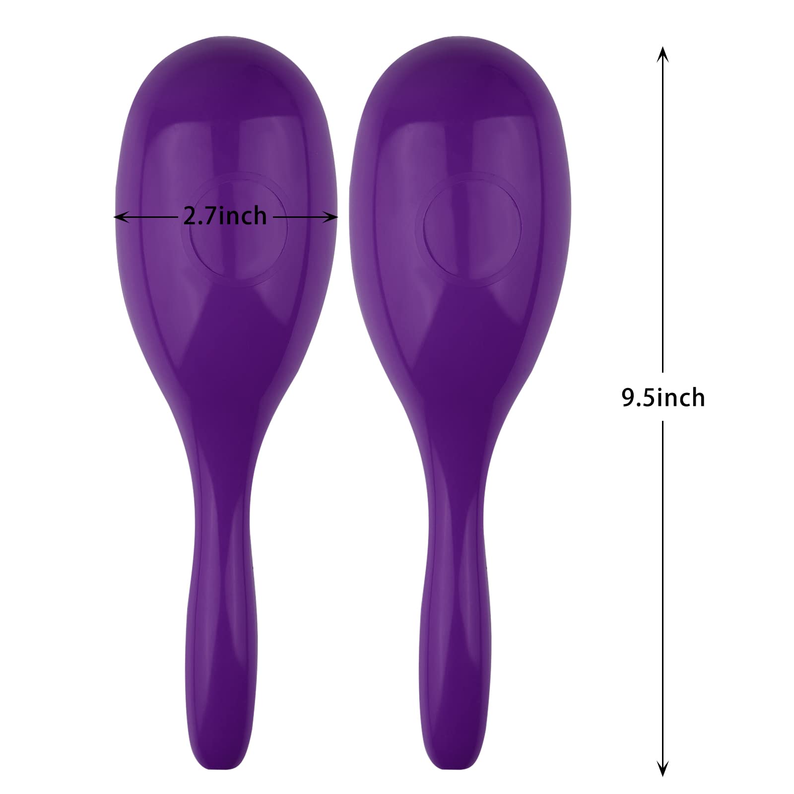 MUSCELL Maracas Loudly Noise Makers Percussion Musical Instruments,Durable ABS Plastics Large Maracas 9.5 inch for Cow Bell / Patry / Sporting Events - Purple