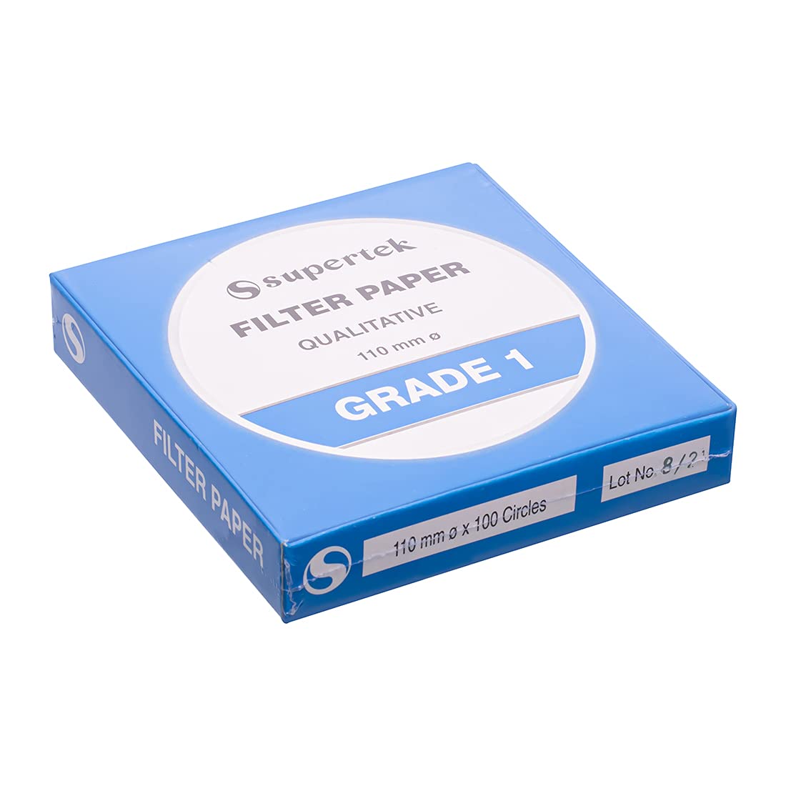 Supertek Filter Paper, Qualitative, Grade 1, 110 mm (Diameter) Pack of 100 Sheets