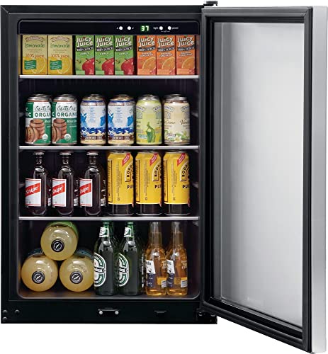 Frigidaire FRYB4623AS Beverage Center holds up to 138 12 oz. cans, Contemporary Handle Design, Electronic Temperature Control with LED Digital Display, Reversible Door Swing Option, in Silver