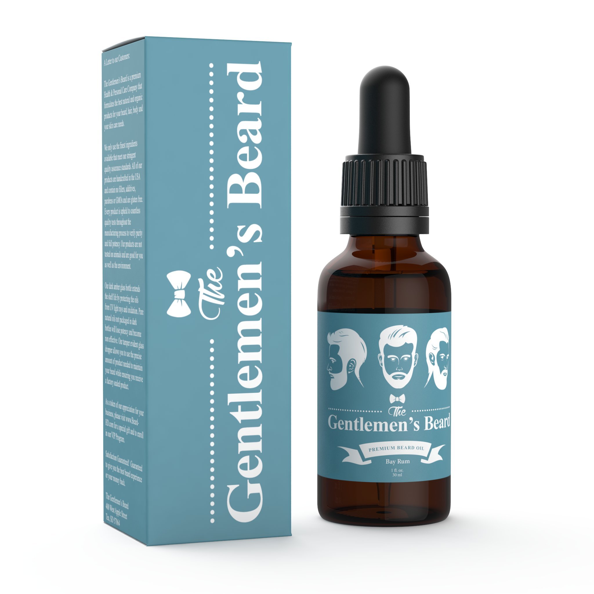 The Gentlemen's Beard Premium Bay Rum Beard Oil - Conditioner Softener - All Natural - Softens, Strengthens and Promotes Beard & Mustache Growth - Leave In Conditioner Moisturizes Skin