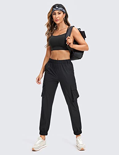 CRZ YOGA Butterluxe Womens Y-Back Racerback Sports Bra - Spaghetti Straps Wireless Scoop Neck Athletic Padded Yoga Bra Black Medium