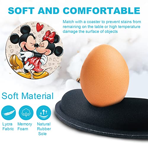Capriceblue Ergonomic Mouse Pad with Wrist Support Matching a Cute Coaster, Wrist Rest Mouse Pads for Home Office Computer, Laptop, Mac, Comfortable for Easy Typing Pain Relief