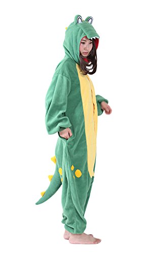 luyao188 Women's Green Crocodile Onesie Adult Pajamas Cosplay Costume Dinosaur